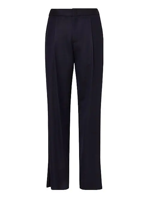 Giorgio Armani Tailored Pleated Wool-blend Trousers - Maritime Blue