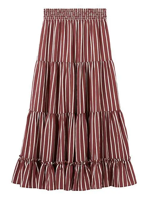 Claudie Pierlot Striped Elasticated-waist Woven Maxi Skirt - Dual-color