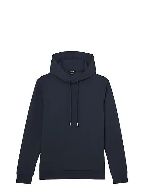 REISS Regular-fit Stretch-jersey Hoody - Airforce Blue