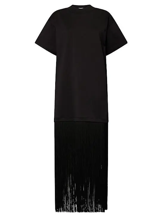 Alaïa Fringed T-shirt Cotton Midi Dress - Nior