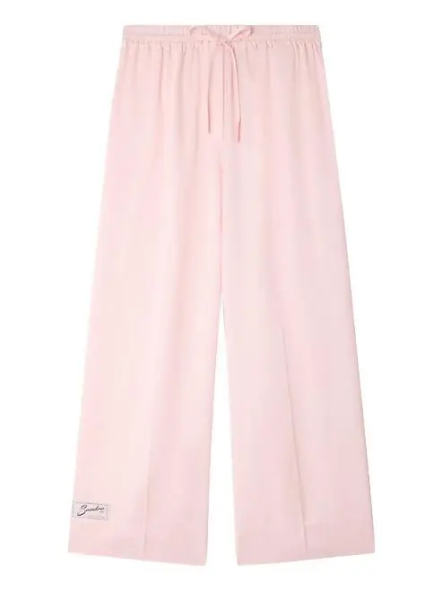 Sandro Wide-leg Satin Trousers - Light Pink