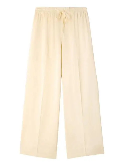 Sandro Wide-leg Satin Trousers - Light Yellow