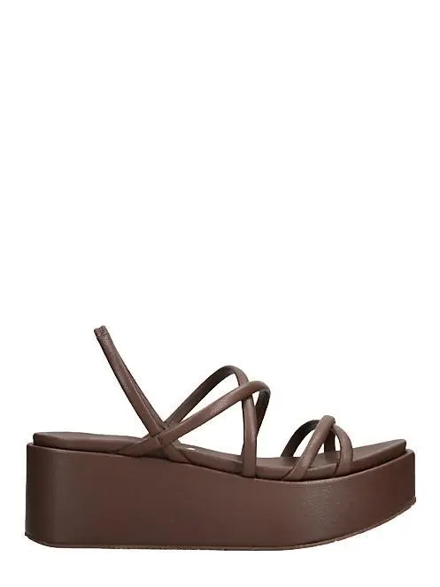 PEDRO GARCIA Ninokska Leather Platform Sandals - Dark Brown
