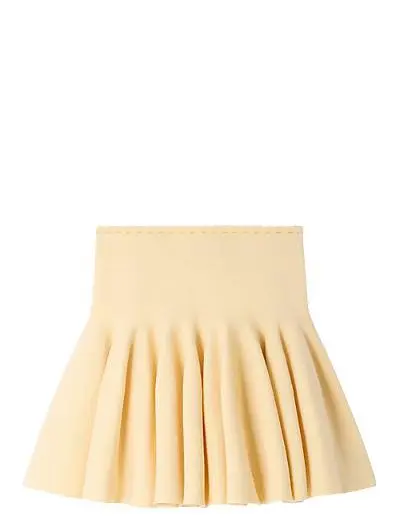 Sandro Flared Knitted Mini Skirt With Elasticated Waist - Butter
