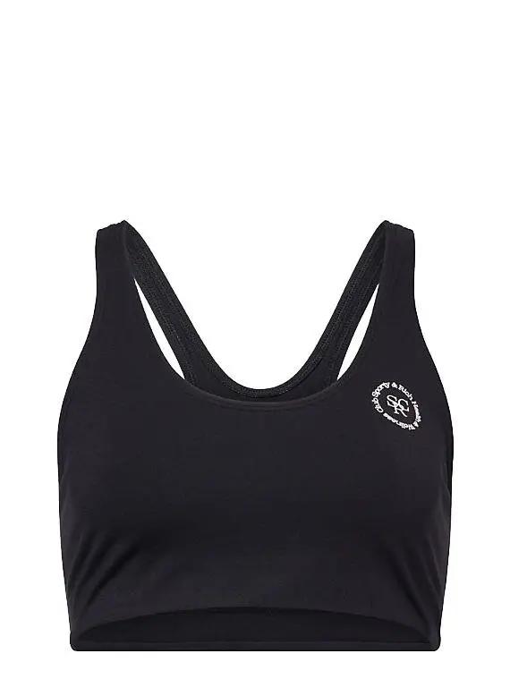 SPORTY & RICH Duty Logo-print Sports Bra - Black