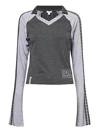 JADED LONDON Studded Football Woven T-shirt - Grey