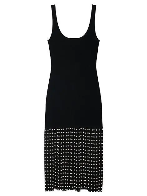 Sandro Sleeveless Fringed Knitted Maxi Dress - Black