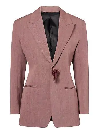Bottega Veneta Knot-button Wool And Linen-blend Blazer - Pink/carrubo Mel