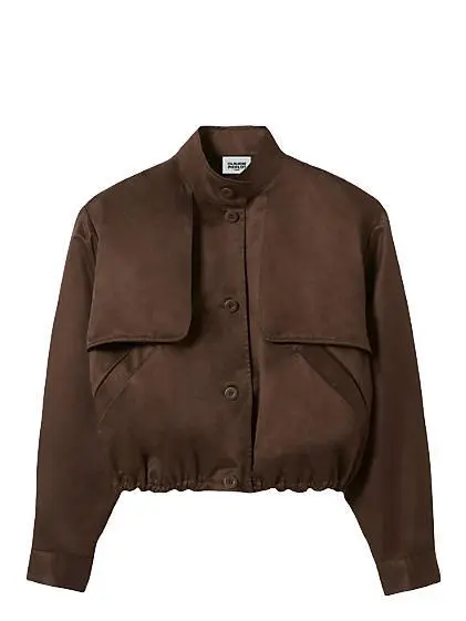 Claudie Pierlot High-neck Relaxed-fit Satin Jacket - Brown