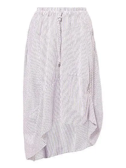 VIVIENNE WESTWOOD Aerodrome Asymmetric Cotton-blend Midi Skirt - Blue Brown Stripe