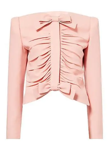 Valentino Garavani Ruched Cropped Wool Jacket - Liberty Rose