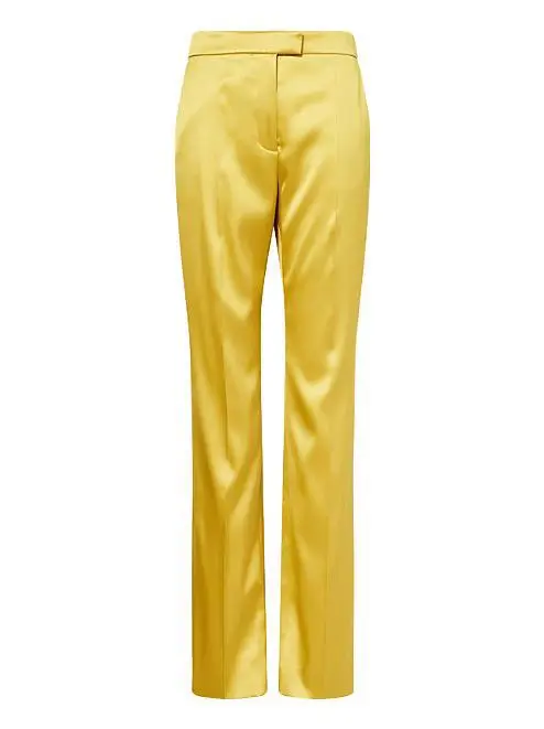 Valentino Garavani Press-pleat Straight-cut Silk-blend Trousers - Avocado