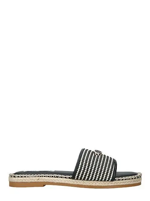 Steve Madden Tropics Raffia Sliders - Black/comb