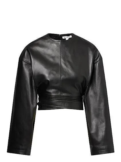 Alaïa Belted Cropped Leather Top - Noir Alaia