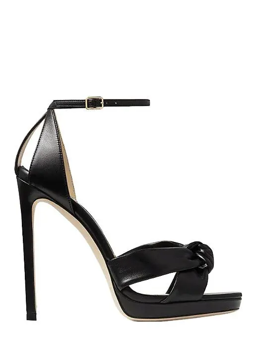 JIMMY CHOO Rosie Cross-over Leather Heeled Sandals - Black