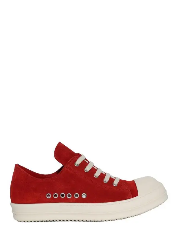 Rick Owens Temple Low Grommet Sneakers - Red