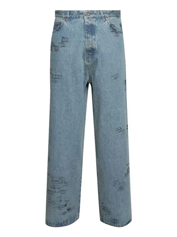 Vetements Passport Stamps Jeans - Blue