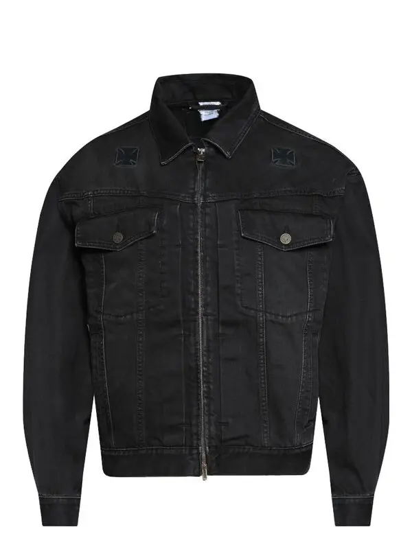 Vetements Biker Crosses Zip Denim Jacket - Black