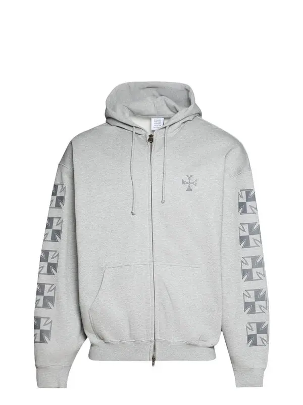 Vetements Embroidered Zip-up Hoodie - Gray