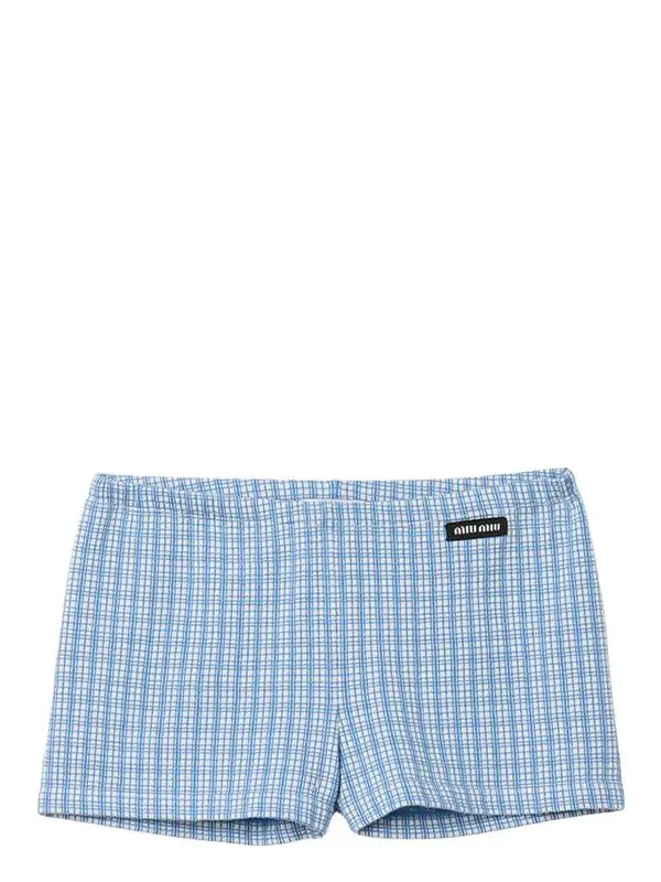 Miu Miu Cashmere And Silk Check Shorts - Blue