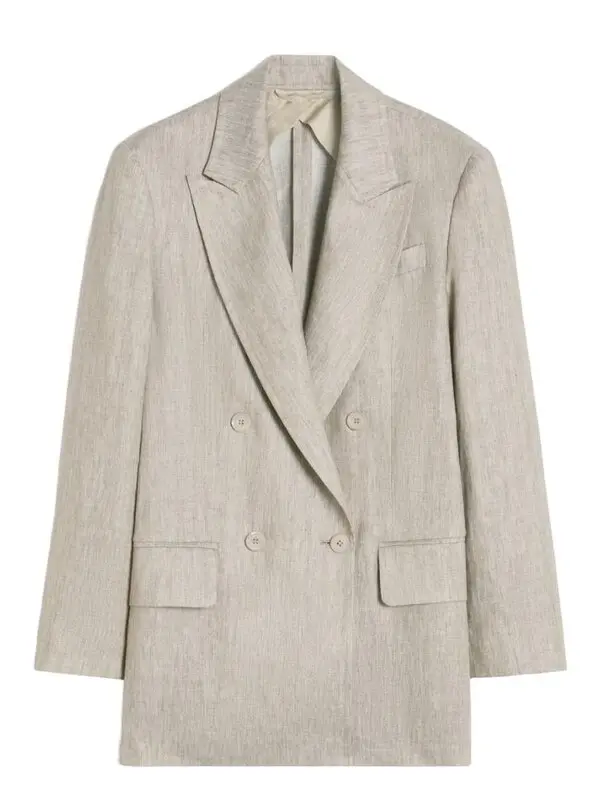 Max Mara Olimpia Chevron Linen Jacket - Beige