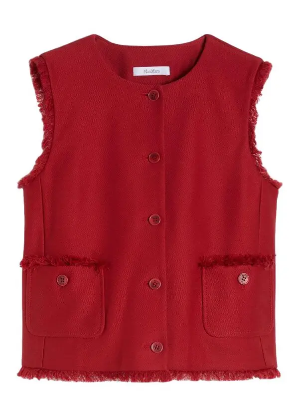 Max Mara Cotton Gabardine Jersey Gilet - Red