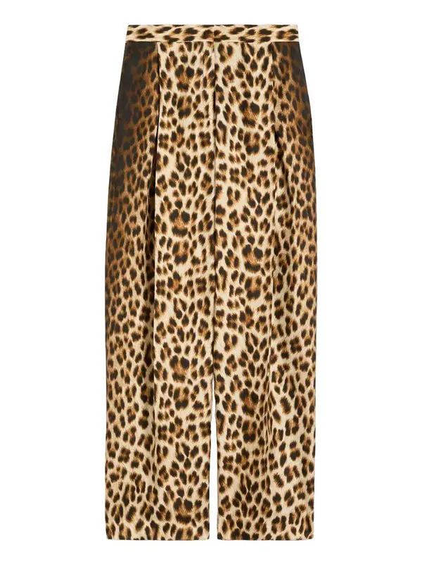 Max Mara Animal-print Pure Silk Trousers - Camel