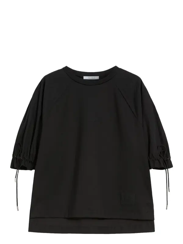 Max Mara Cotton-blend Jersey T-shirt With Balloon Sleeves - Black