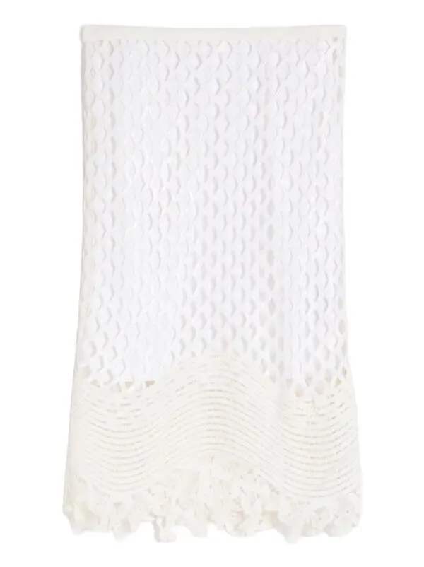 Max Mara Mesh Skirt With Sequins And Macramé Trim - White