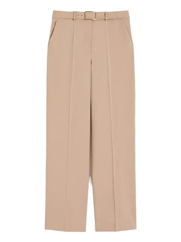 Max Mara Wide-fit Stretch Wool Gabardine Trousers - Beige