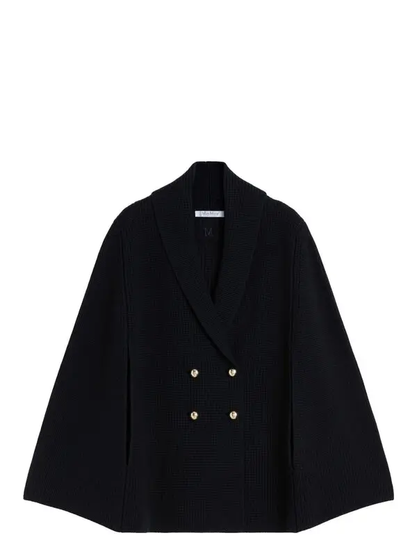 Max Mara Ribbed Double-breasted Wool Cape - Midnightblue