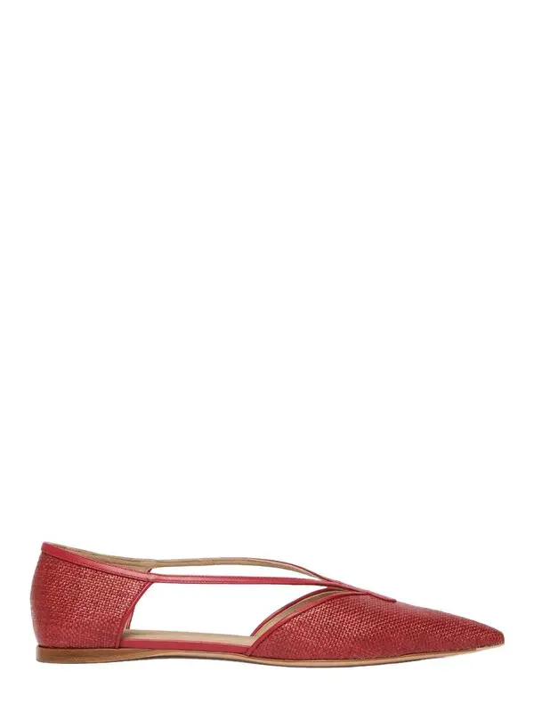 Max Mara Raffia-effect Basketweave Ballerinas - Red