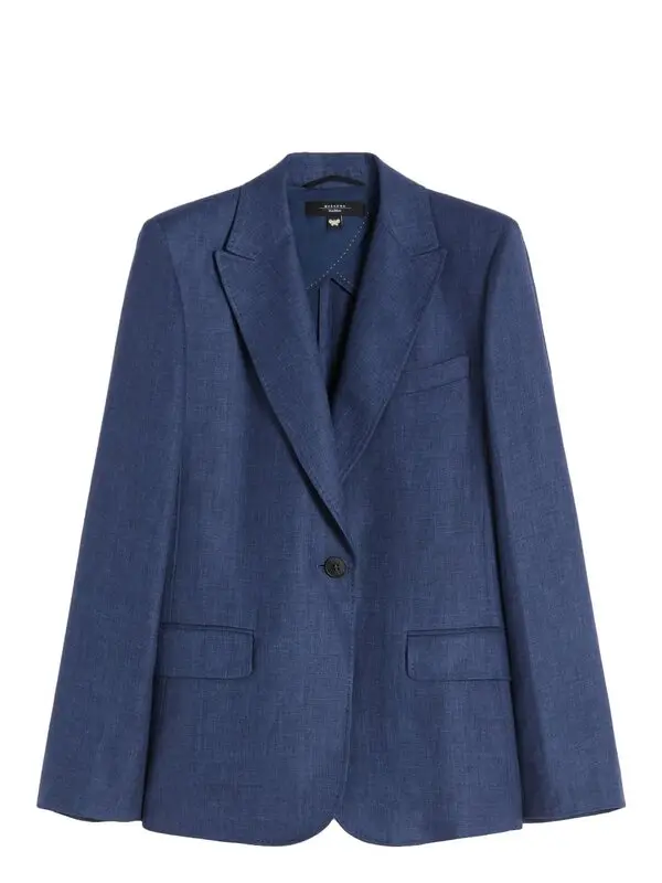 Max Mara Linen Canvas Single-breasted Blazer - Navy