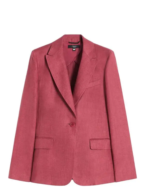 Max Mara Linen Canvas Single-breasted Blazer - Cherry