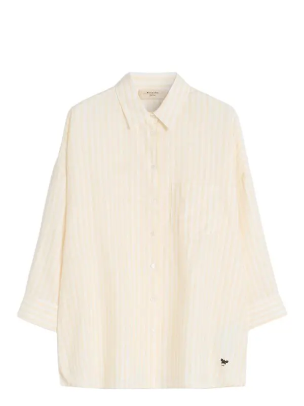 Max Mara Striped Linen Canvas Shirt - Light Yellow