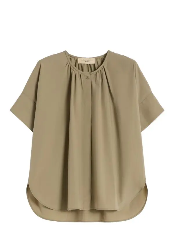 Max Mara Cotton Poplin Crew-neck Shirt - Olive Green