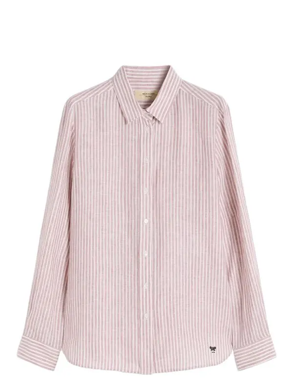 Max Mara Striped Linen Canvas Shirt - Antique Rose