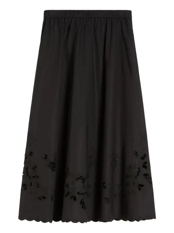 Max Mara Cotton-poplin Midi Skirt - Black