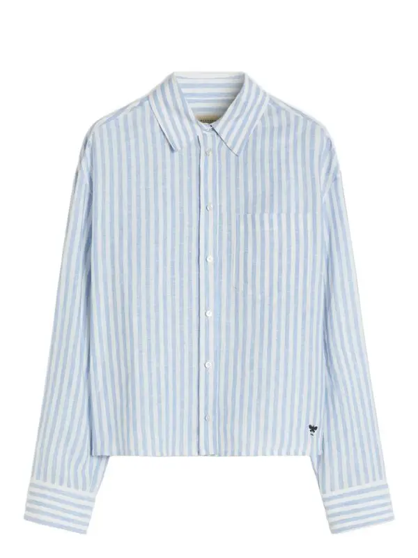 Max Mara Linen Canvas Boxy Shirt - Light Blue