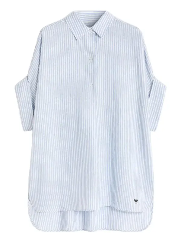 Max Mara Printed Linen Canvas Shirt - Light Blue