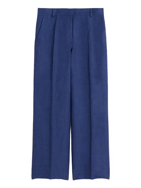 Max Mara Wide-leg Linen Canvas Trousers - Navy