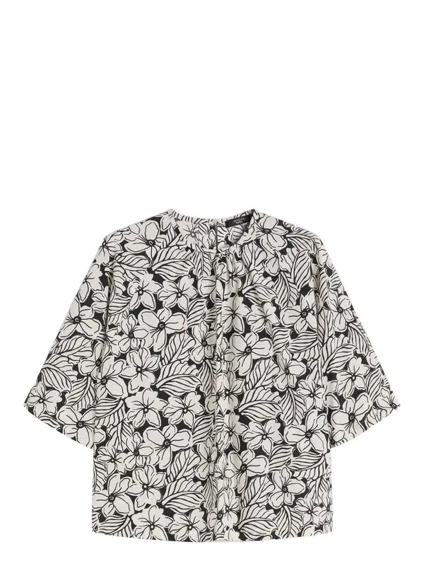 Max Mara Printed Cotton Poplin Blouse - Black