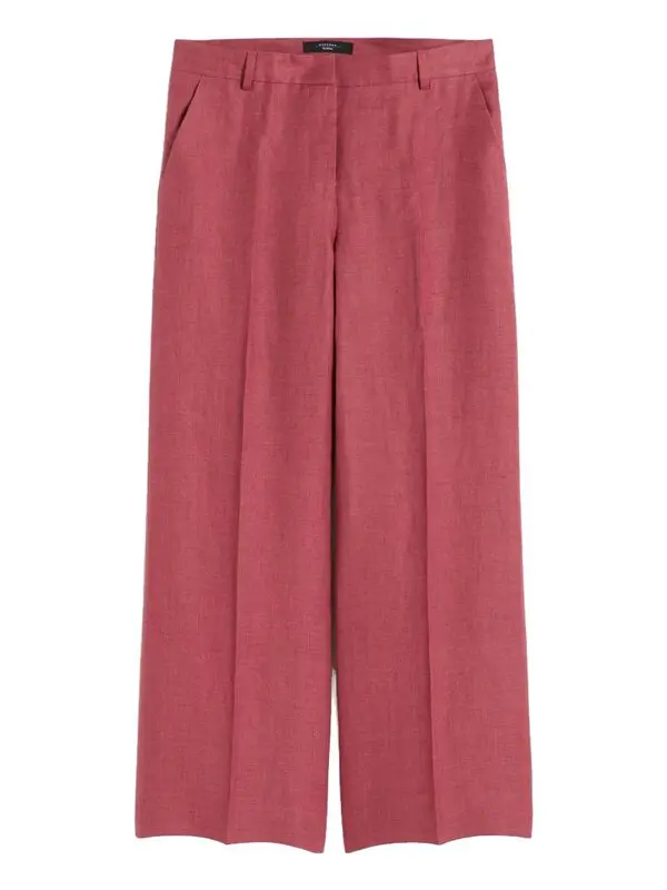 Max Mara Wide-leg Linen Canvas Trousers - Cherry