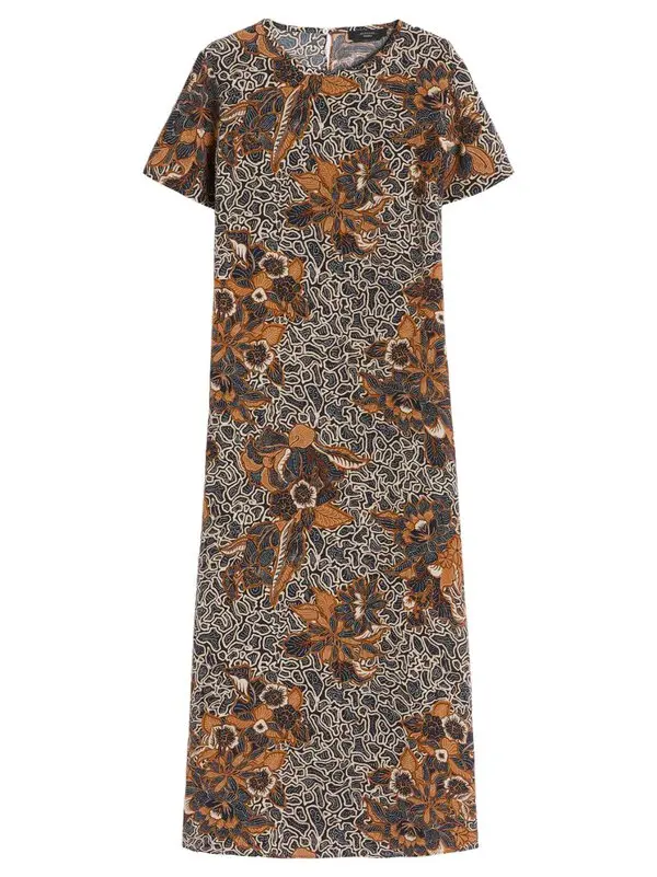 Max Mara Printed Silk Crêpe De Chine Maxi Dress - Navy
