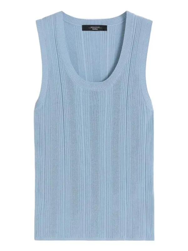 Max Mara Sleeveless Viscose Yarn Jumper - Light Blue