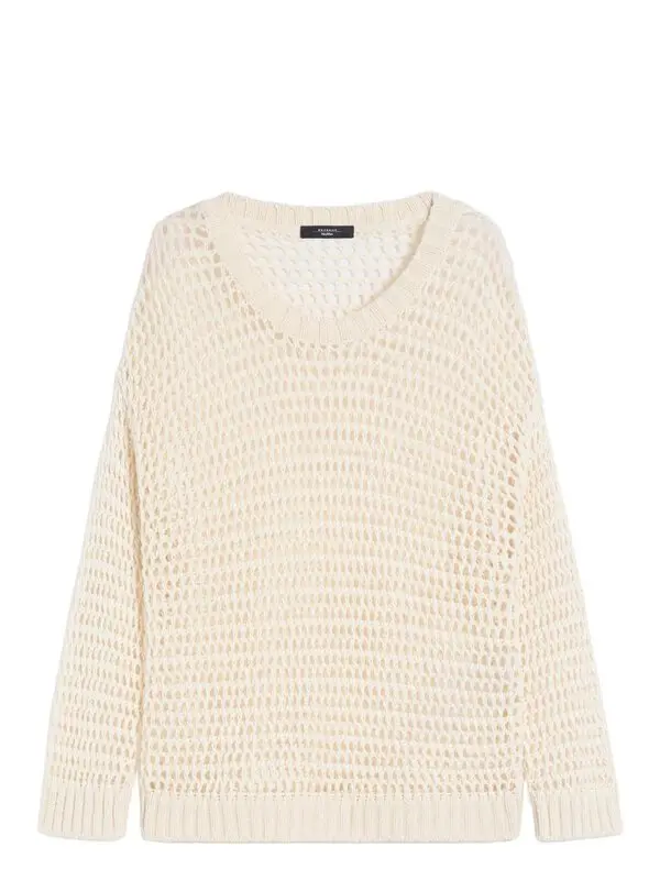 Max Mara Linen And Cotton Yarn Mesh Jumper - Ecru