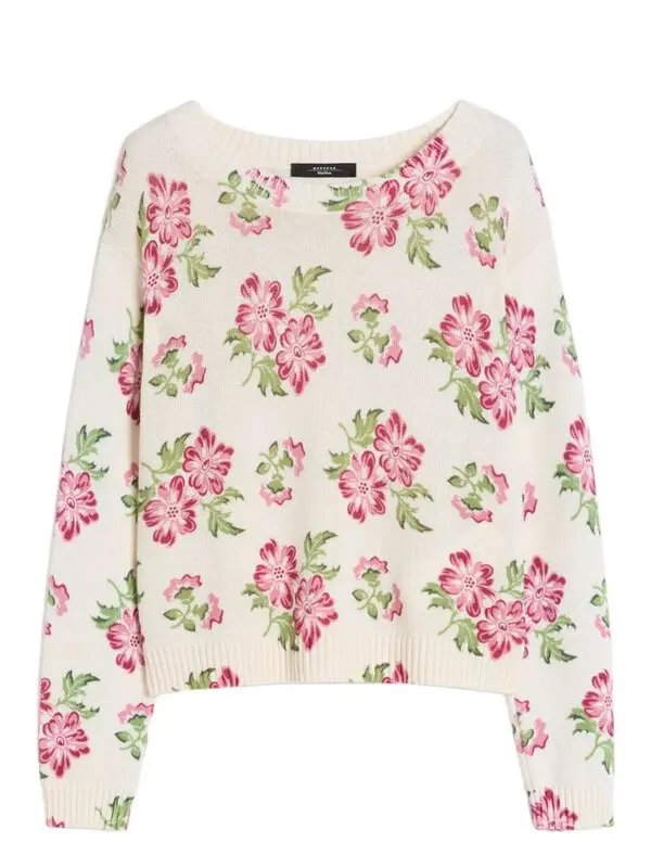 Max Mara Floral Print Cotton Jumper - Ecru
