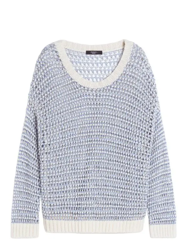 Max Mara Linen And Cotton Yarn Mesh Jumper - Light Blue