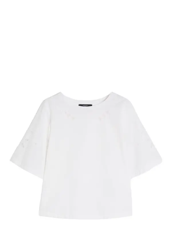 Max Mara Cotton-poplin Top With Embroideries - White