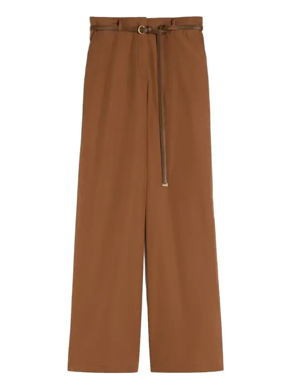 Max Mara Cotton Poplin Trousers With Belt - Clay